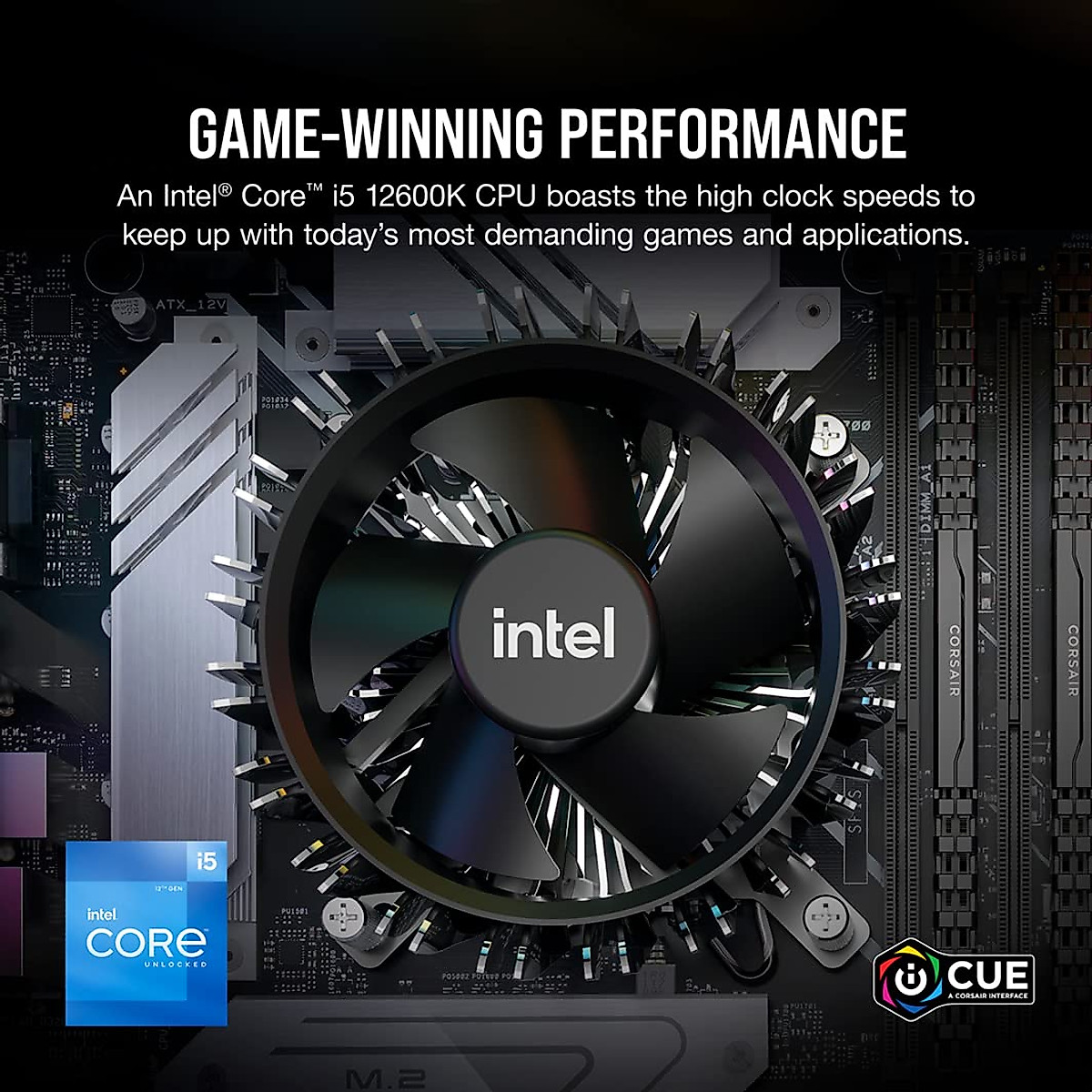 Corsair Vengeance i7300 Series Gaming PC - Air Cooled Intel Core™ i5 12600K CPU - NVIDIA GeForce RTX™ 3060Ti Graphics - 16GB Vengeance DDR4 3200MHz Memory, 1TB M.2 NVMe SSD - Black
