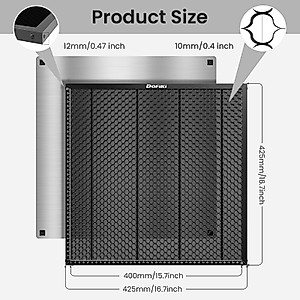 Dofiki Honeycomb Laser Bed 400 x 400mm 16x16" Steel Honeycomb Mat for RAY5, A5 Pro, Master 2, LE400PRO, Z1, B1 and Most Laser Engraver