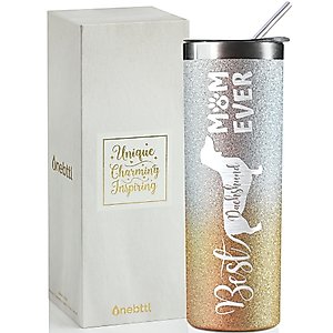 Onebttl Dachshund Gifts, Best Dachshund Mom Ever, Christmas Gifts for Wiener Dog Lovers, Women, Girls, Friends, Daughters, Coworkers, Stainless Steel Glittering Tumbler 20Oz