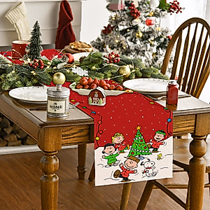 Christmas Table Runner Christmas Table Cover White Dog New Year Winter Xmas Decor Red Christmas Decorations for Home Party