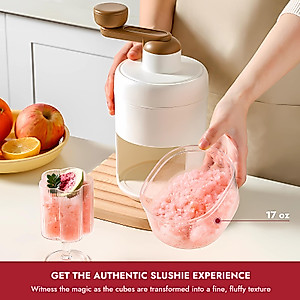Snow Cone Machine Manual, Shaved Ice Maker Machine for Home, Ice Shaver Hand Crank, Slushy Maker Machine, Ice Crusher for Snow Cones, Ideal for Outdoor Picnics, Portable