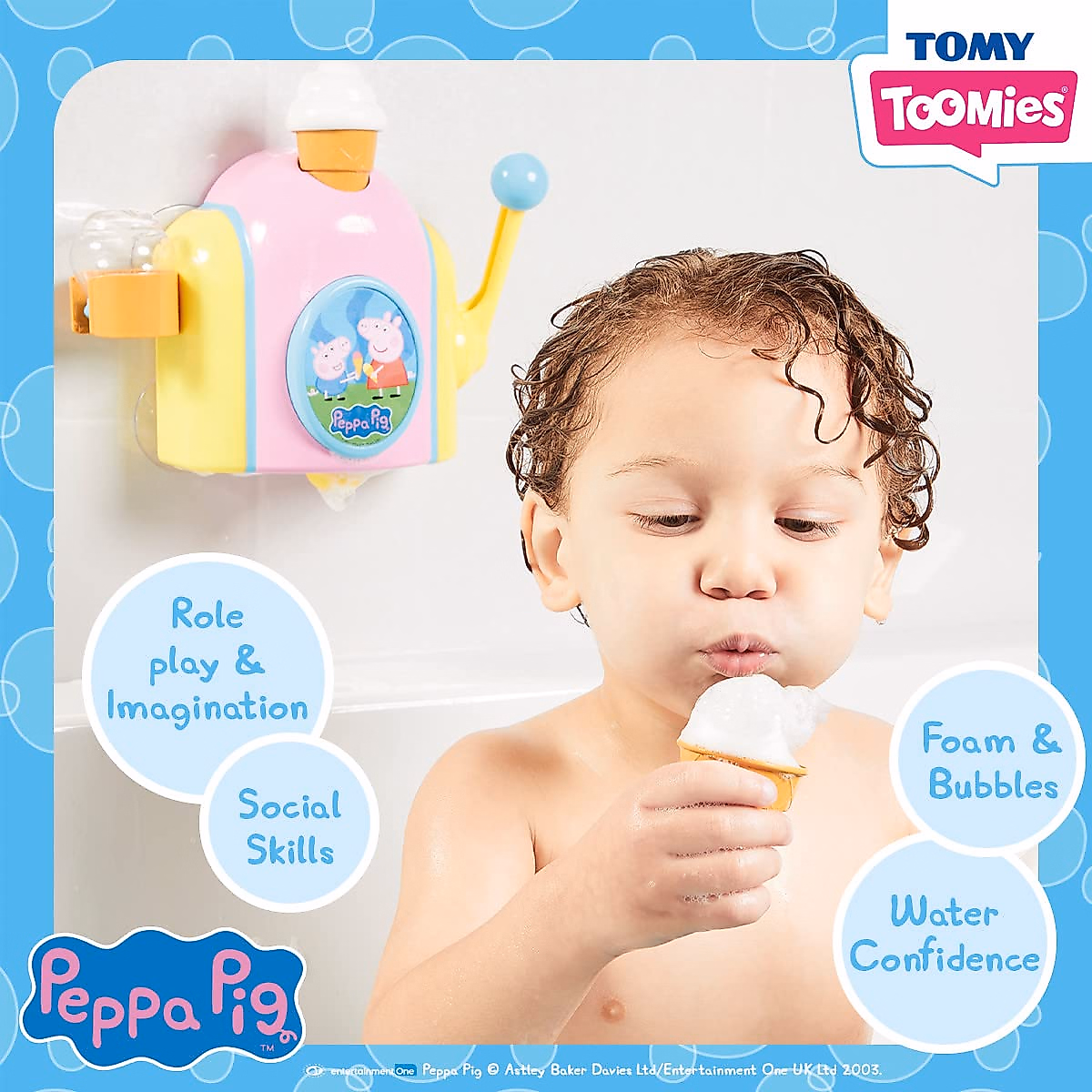 Toomies Peppa Pig Bubble Ice Cream Maker Bubble Bath Toy - Toddler Bath Toys Bubble Maker - Peppa Pig Toy with Foam-Producing Pump Action - Ages 18 Months and Up