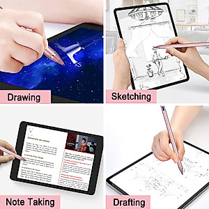 Stylus Pens for Touch Screens,Active Stylus Compatible for Apple iPad,Rechargeable 1.5mm Fine Point Smart Pencil Digital Compatible iPad and Most Tablet,for Drawing and Handwriting (Pink)