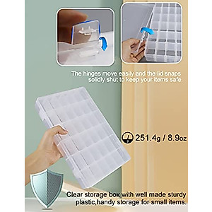 Hlotmeky Bead Organizer Box 3 Pack Plastic Craft Organizer 36 Grid Compartment Organizer Box with Dividers Clear Tackle Box