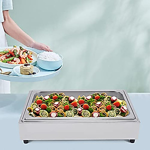 Stainless Steel Buffet Set, 300W Commercial Food Warmer, Full-Size 1 Pot Steam Table with Lid, Electric Food Warmers, Grade Stainless Steel Buffet Equipment, Fits 20.87 x 13 Pan