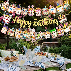 Hamster Birthday Banners Hamster Birthday Decorations 3Pcs Guinea Pig Birthday Party Supplies Guinea Pig Birthday Party Banners for Hamster Theme Baby Shower Supplies