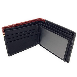 Western Genuine Leather Floral Tooled Texas Star Concho Mens Short Bifold Wallet in 2 colors (Black)