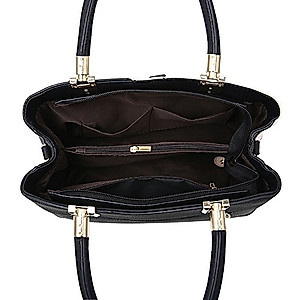 Nevenka Purses and Handbags for Women Top Handle Bags Leather Satchel Totes Shoulder Bag From (Black)