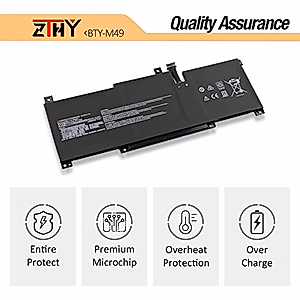 ZTHY BTY-M49 Laptop Battery Replacement for MSI Modern 14 B4M B4MW B10M B10RAS B10RASW B10RBS B11MW B11SB Prestige 14 A10M A10RAS A10RB A10RD A10SC A11MT A11SCS A11SCX Summit E14 A11SCS A11SCST 52.4Wh