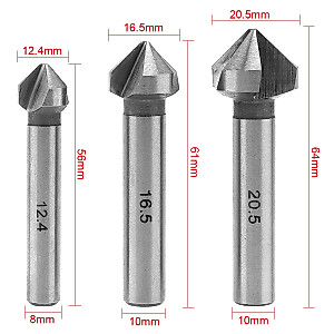 ChgImposs 6Pcs Countersink Drill Bit, 3 Edge 90 Degrees Chamfer End Mill Cutter Chamfering HSS Countersink Drill Bit
