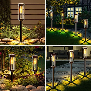 NEWMESSI 6 Pack Solar Pathway Lights Outdoor, Modern Super Brightness LED Solar Path Lights, IP65 Waterproof Garden Lights Solar Powered Landscape Lights for Outside Yard Garden Driveway Walkway Decor