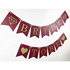 Fall Bridal Shower Decorations Burgundy Gold/Bachelorette Party Decorations Maroon Gold/Fall Wedding Decorations Burgundy Polka Dot Fans Bride To Be Banner for Burgundy Wedding