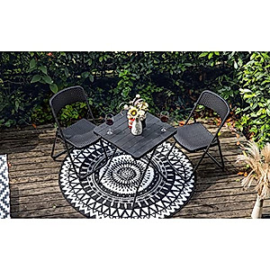 Nuu Garden 3 Pieces Outdoor Patio Bistro Set Premium Resin Folding Bistro Table and Chairs, All Weather Metal Furniture Set for Balcony, Porch, Backyard-Black