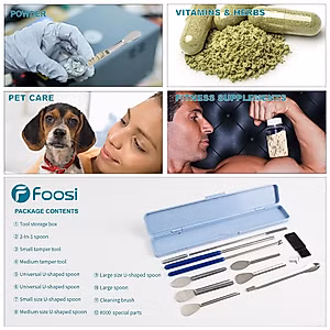 11 Piece Capsule Filling Machine Kit for Pill Filler - Micro lab Spoons Spatula Tool for Gel Capsules Empty Quickly Fill Tray with Herb Powder Tamper Tools All Sizes # 000 00 0 1 2 3 4 5