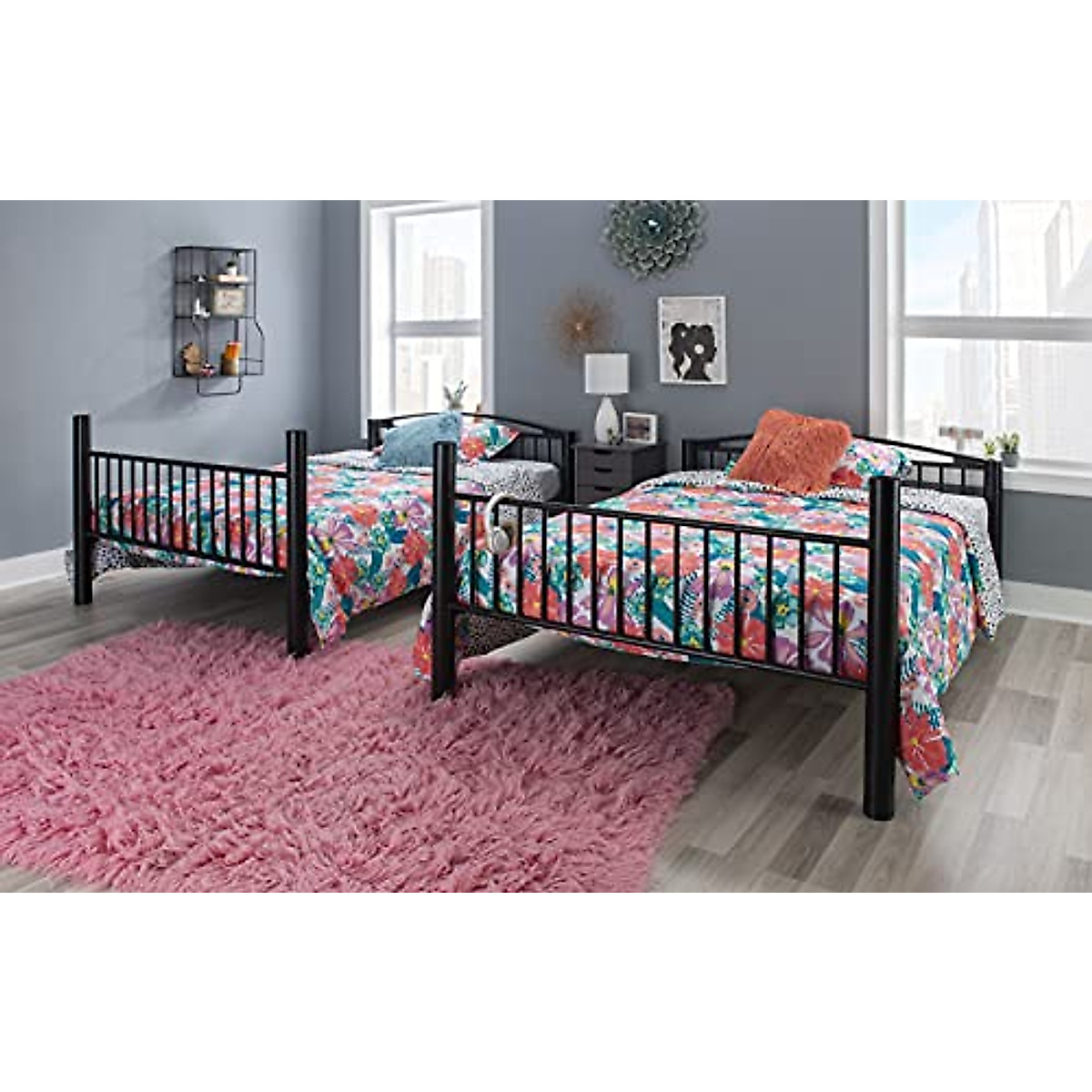 Powell Heavy Metal Bunk Bed, Full-Over-Full, Black