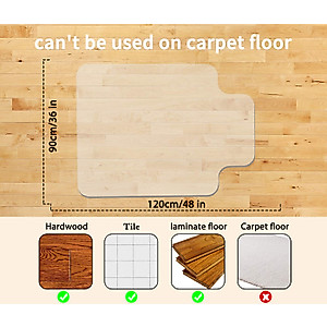 Sturdy Desk Office Chair Mat for Hardwood Floors Transparent Non Slip Premium Quality Floor Mat 36" X 48"