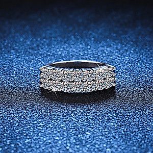 CHIRENMA Moissanite Wedding Band Ring for Women in 925 Sterling Silver Eternity Anniversary Stackable Wedding Ring Size 5-9 (1.4 ct.tw., 7)