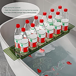 Ollimy Bath Shelf Bathtub Tray, Adjustable Bathtub Caddy Tray Storage Rack - Bathroom Bathtub Tray - Expandable Bath Shelf Fits All Tubs (Transparent)