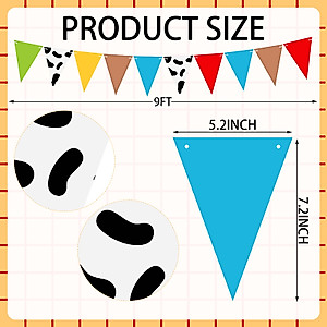Smoothnovelty 45 ft Cartoon Story Party Decorations Red Blue Yellow Toy Themed Birthday Banner Flags Cloud and Cow Print Rainbow Triangle Pennant Flag Garland for Baby Shower Party Decor