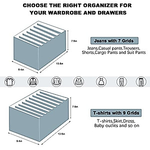 Wardrobe Clothes Organizer for Folded Clothes,Drawer Organizers for Clothing Foldable with Thickened Fabrics,Closet Storage With 9+9 Compartment Closet Organizer for Jeans Pants Bedroom Grey