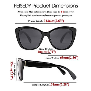 FEISEDY Polarized Vintage Sunglasses American Womens Square Jackie O Cat Eye Sunglasses B2451