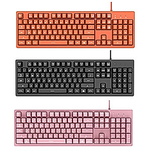 KOqwez33 Portable Advanced Keyboard for Notebook Computer, 104 Key Pink Button Switch Office Growing Gaming Mechanical Keyboard for DKS100 - Pink