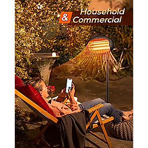 Patio Heater Electric Infrared Heater 1500W with 3 Modes Fast Heating with Tip-Over Overheat Protection for Garage, Backyard, Camping, Balcony use