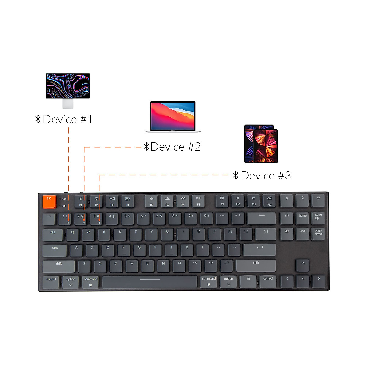 Keychron K1 RGB Hot-swappable Tenkeyless Layout Ultra-Slim Wireless Bluetooth/Wired USB Mechanical Keyboard for Mac Windows with Low-Profile Keychron Optical Blue Switch Full Aluminum - Version 5