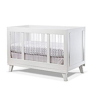 Sorelle Furniture Uptown Panel Crib, Modern Wood and Clear Acrylic Baby Crib, Made of Wood and Easy to Clean Acrylic, Non-Toxic Finish, Contemporary Baby Bed-White