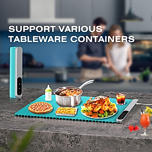 Food Warming Mat, Upgraded Graphene Full Surface Heating Foldable Heater Food Pad, Compact Silicone Materials, 6 Heat Settings, Multifunctional Food Warmers for Parties Buffet, Events, Daily Life Use