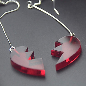 OfficialOtaku Red Heart Polnareff Copslay Earrings - Pair