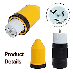 50 AMP Twist Lock Plug Female with Protective Cover, LL550C 50 AMP Generator Connector, CS6364 Generator Cord Cap 125 Volt//250 Volt Generator Plug