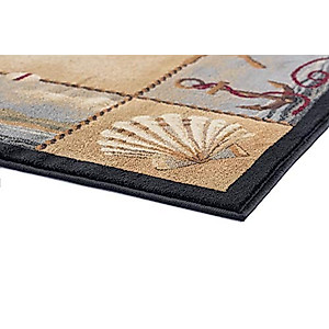 Seashore Nautical Novelty Lodge Pattern Beige Scatter Mat Rug, 2' x 3'