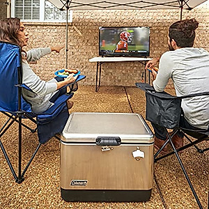 Coleman Reunion Insulated Portable Ice Chest, 54qt Steel Belted Leak Resistant Cooler with Heavy Duty Latch, Handles and Drain