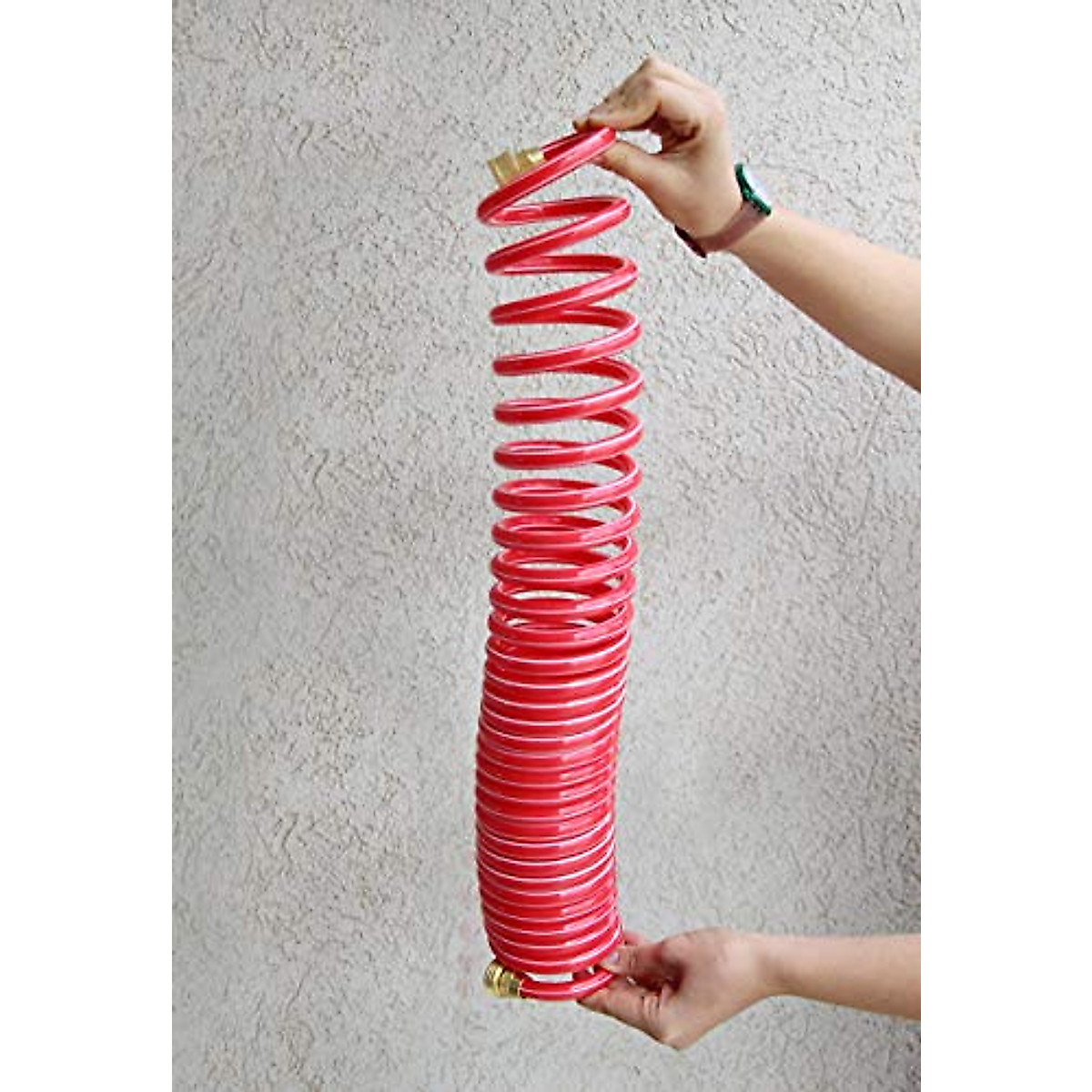 TABOR TOOLS Coil Garden Hose, 25 Feet Retractable Recoil Watering Hose with 8-Pattern Spray Nozzle, Corrosion Resistant 3/4 Inch Solid Brass Connectors, Lightweight and Durable. WK25A. (25 Feet)