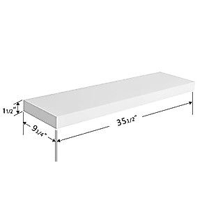 RANK 9.25" Deep White Floating Shelves 2 Pack, Wall Shelf Display Floating Shelf, 36" L