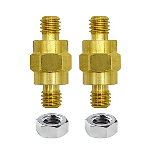 3/8"-16 Brass Stud Side Post Battery Terminal Bolt, Ampper Standard Battery Side Post Extender Stud Compatible with GM Post, Pack of 2