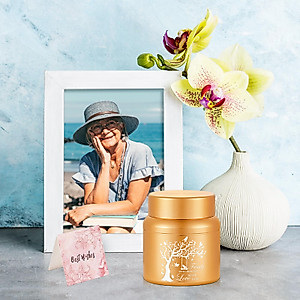 8 Cubic Inch Small Urns for Human Ashes, Aluminum Mini Urns for Ashes Keepsake Urns Tree of Life Cremation Decorative Urns Small Ashes Holder for Women Men Pet Ashes (Gold)