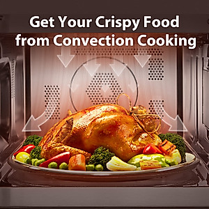 Toshiba EC042A5C-BS Microwave Oven with Convection Function, Smart Sensor, Easy-to-clean Stainless Steel Interior and ECO Mode, 1.5 cu. ft. , 1000W, Black Stainless Steel