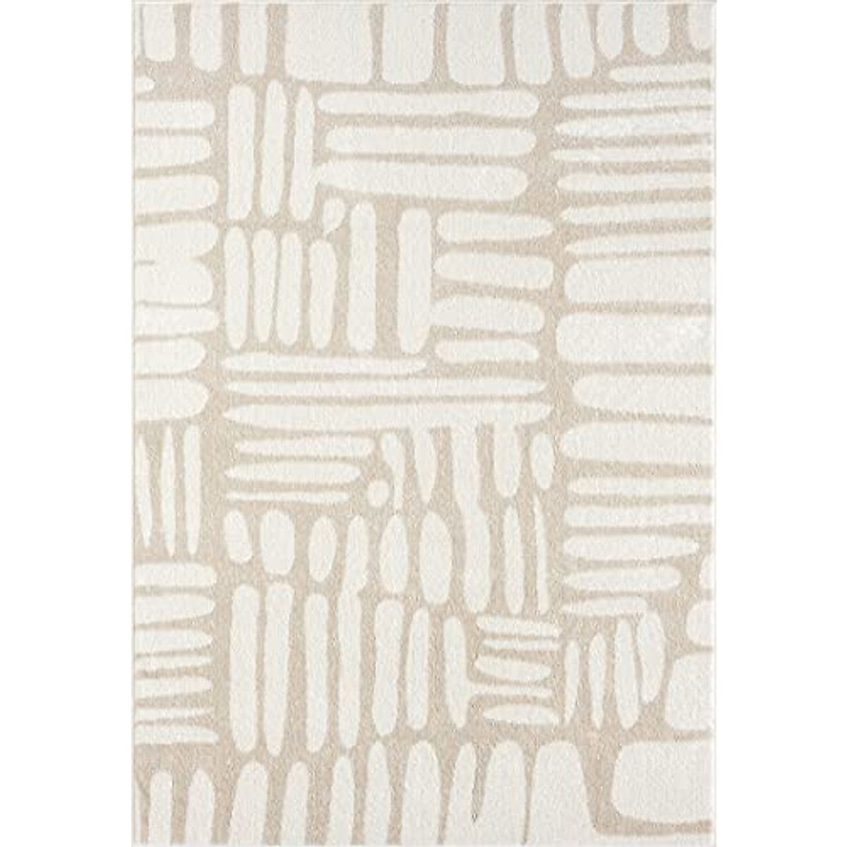 Abani Nuevo Collection Area Rug - Neutral Beige/Cream Abstract Design - 6'x9' - Easy to Clean - Durable for Kids & Pets - Non-Shedding - Medium Pile - Soft Feel - for Living Room, Bedroom & Office