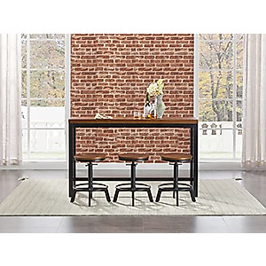 Signature Design by Ashley Quinidad Industrial 4 Piece Set including a Rectangle Counter Height Dining Room Counter Table and 3 Bar Stools, Black & Brown