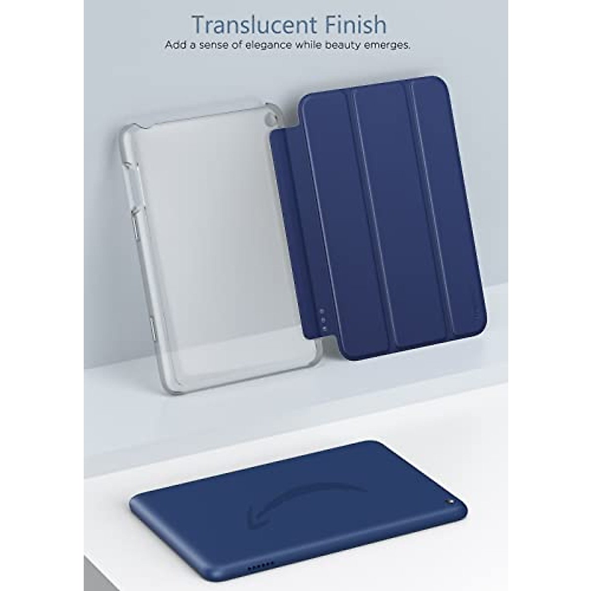 MoKo Case Fits Amazon All-New Kindle Fire 7 Tablet (2022 Release-12th Gen) Latest Model 7", PU Leather Trifold Stand Cover with Translucent Frosted Backshell with Auto Wake/Sleep, Indigo