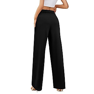 onlypuff Palazzo Pants for Women High Waisted Work Capris Wide Leg Trousers XL Black