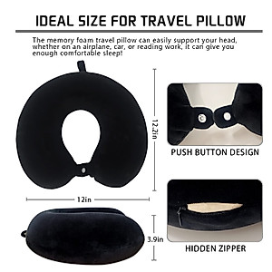 Youmeisha Comfortable Breathable Memory Foam Travel Pillow Neck Pillow Support Neck and Head Aircraft Neck Pillow Suitable for Airplane Travel Portable Neck Pillow Support Machine Washed (Black)