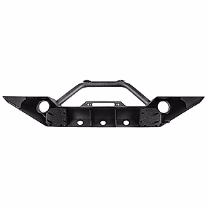 OCPTY Front Bumper and Rear Bumper with and Tire Carrier Fit For 2007-2015 2016 2017 2018 for Jeep Wrangler JK Winch Plate with D-ring with and Tire Carrier Texture Black