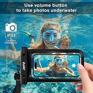 JOTO IPX8 Waterproof Phone Pouch Case, Underwater Dry Bag for Phone Protector for iPhone 15 14 13 12 11 Pro Max, Galaxy S24 S23 S22 Ultra Pixel to 7" Cruise Vacation Essential -2 Pack, Black