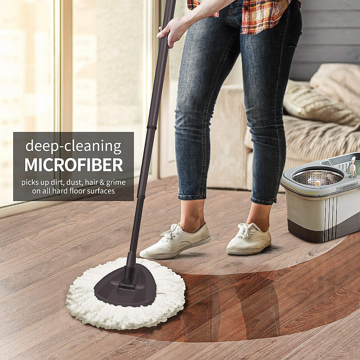 2 Pack Mop Replacement Head Mop Refills EasyWring Spin Mop Refills Mop Head Replacement