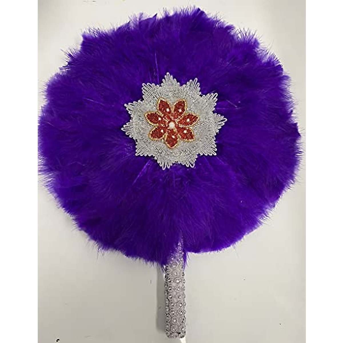 Msbfea Hand Feather Fan Handmade Luxurious African Dance Lace Feather Fans for Wedding Party Gift Top Wedding Decoration Color 425