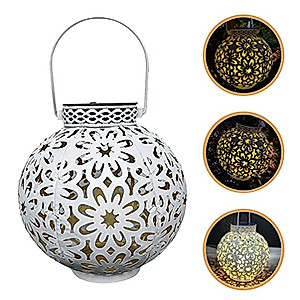 GANAZONO Solar Lanterns Outdoor Solar Powered Hanging Lights Outside Table LED Lamp Metal Lighting Garden Decoration Decorative for Patio Lawn Porch Yard Tabletop Decor