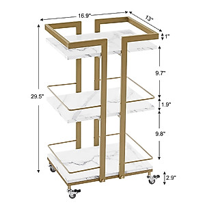 BarberPub Utility Manicure Trolley Metal Storage Rolling Barber Cart with Wheels Multi-Purpose Rack Heavy-Duty Trolley 2033 (White)